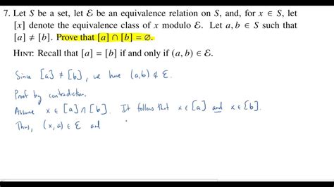 distinct equivalence classes are disjoint superquiz 1 problem 7 youtube