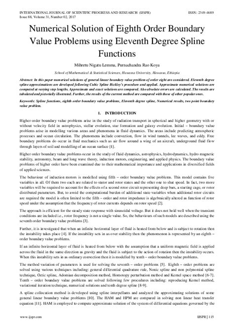 pdf numerical solution of eighth order boundary value problems using eleventh degree spline