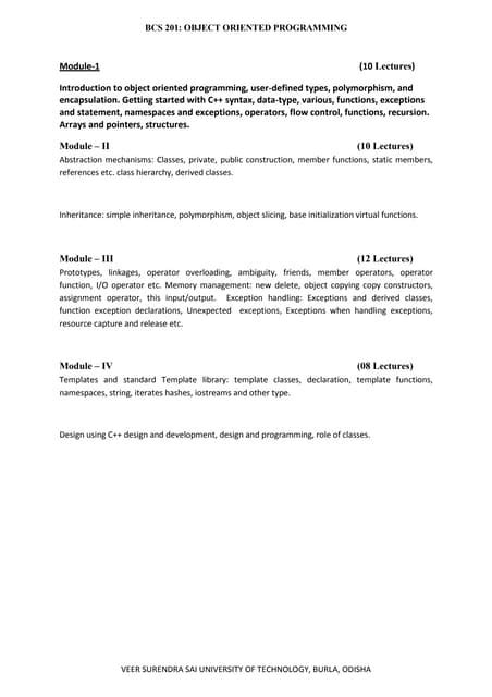 object oriented programming lecture notes pdf