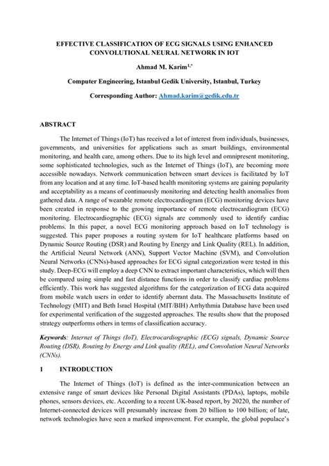 effective classification of ecg signals using enhanced convolutional neural network in iot deepai