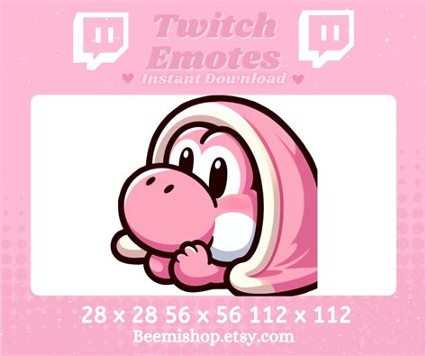 Twitch Discord Emote Cute Yoshi Pink Emotes Super Mario Adorable Discord Youtube Emoji Blankies