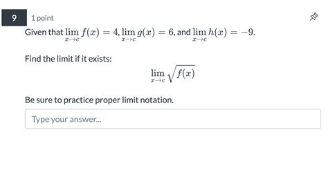 solved 1 ﻿pointgiven that limx→cf x 4 limx→cg x 6 ﻿and