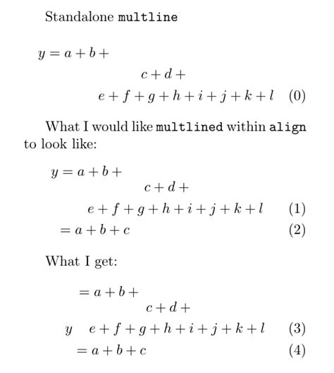 [tex latex] multlined in align enviromnent alignment of “rhs ” and equation numbering math
