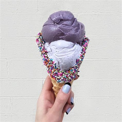 Blackberry Taro Root Ice Cream In A Party Cone Flatlay Flatlays