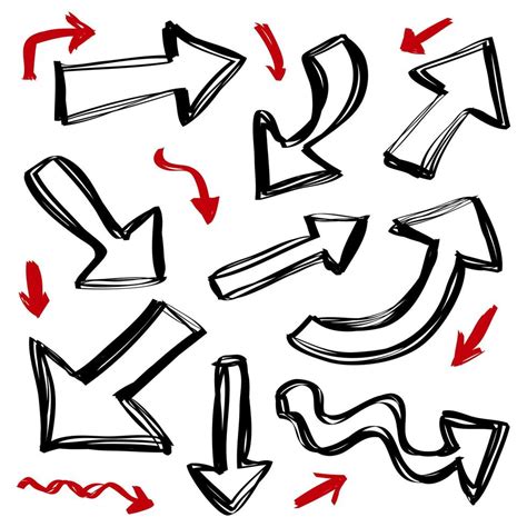 Doodle Arrows Icons Set Arrow Icon With Various Directions Hand Drawn