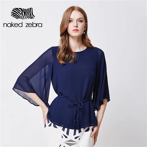 Naked Zebra New Womens Tops Fashion Women Summer Chiffon Blouse