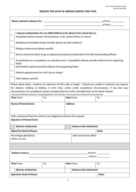 Printable Leave Of Absence Letter Loa Templates Pdf Word Free