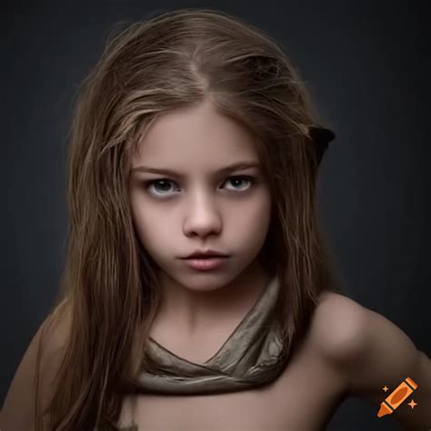 Amazon Warrior Girl Age Gray Background