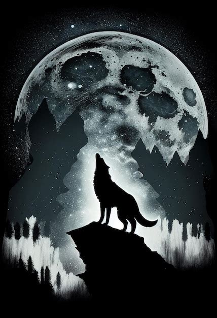 Premium Ai Image Wolf Howling At The Moon Ai Generated