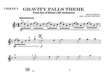 Gravity Falls Main Theme Score Only Arr Mason Sawyer By Brad