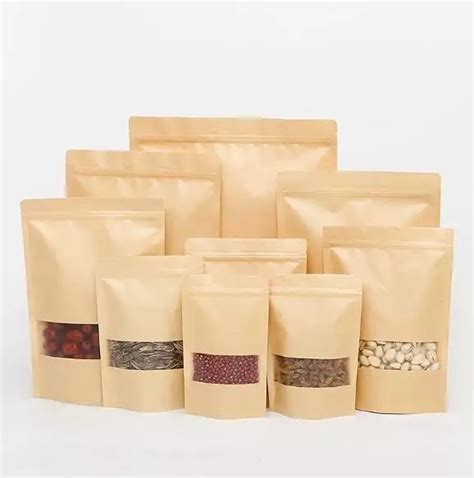 Matte Clear Window Craft Flat Bottom Zip Lock Stand Up Pouches Coffee