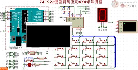 【proteus仿真】arduino uno 74c922键盘解码驱动4x4矩阵键盘 arduino应用笔记 csdn专栏