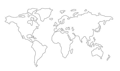 contorno de línea del mapa mundial aislado sobre fondo blanco contorno
