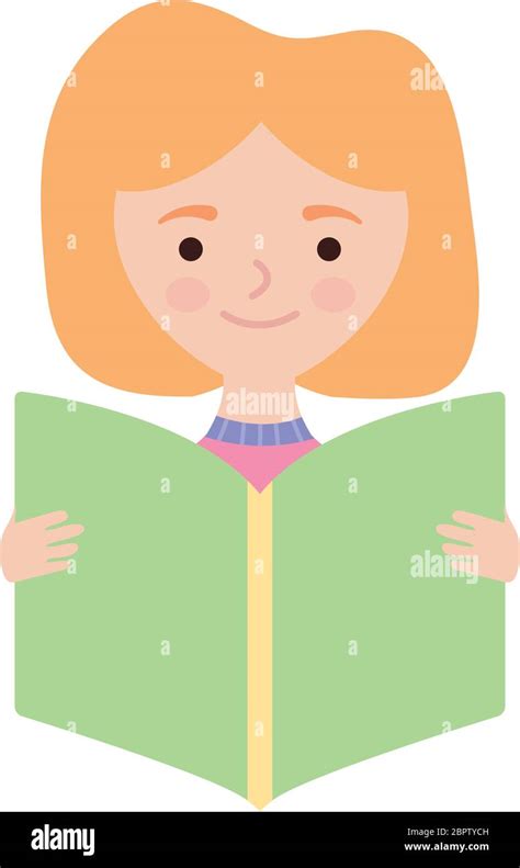 Mujer De Dibujos Animados Leyendo Un Libro Sobre Fondo Blanco Estilo