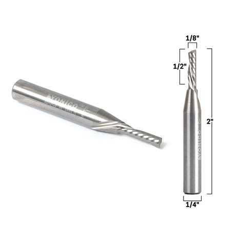 1 8 Diameter O Flute Downcut Spiral End Mill CNC Router Bit 1 4