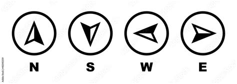 Photo Art Print Vector Compass Icons Of North South East And West