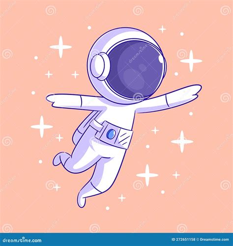 Astronautas Se Sienten Felices Flotando En El Espacio Ilustración del