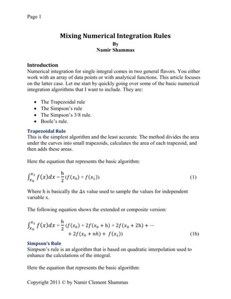mixing numerical integration rules
