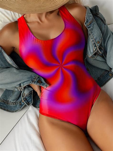 Women S Swimwear One Piece Normal Swimsuit Printing Graphic Beach Wear