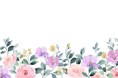 Fundo De Jardim De Flores Roxas Rosa Aquarela Vetor Premium