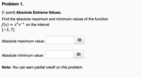 solved problem 1 1 point absolute extreme values find