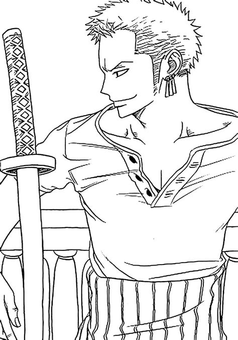 One Piece Roronoa Zoro Coloring Page Anime Coloring Pages