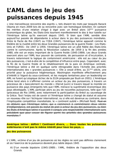 L AML dans le jeu des puissances depuis 1945 En vantant les mérites d