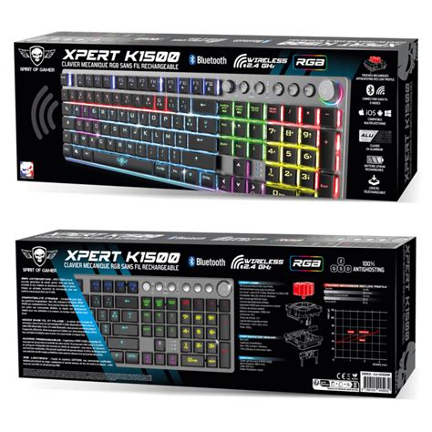 Clavier gaming mécanique Sans Fil RGB Spirit of Gamer XPERT K1500 RED