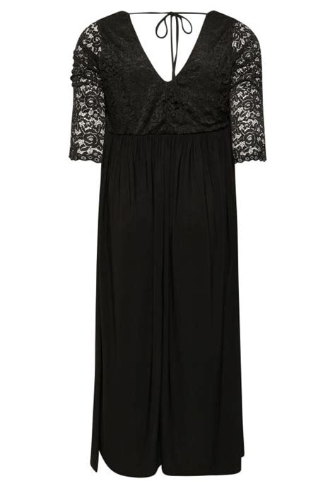 YOURS LONDON Plus Size Black Lace Wrap Maxi Dress Yours Clothing