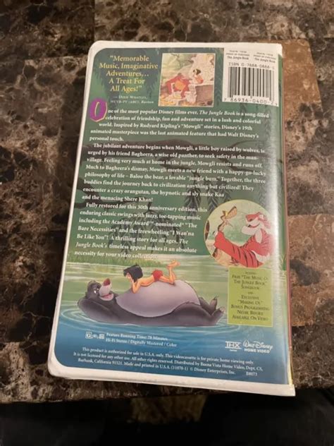 VINTAGE WALT DISNEYS The Jungle Book 30Th Anniversary Vhs Movie 9 48