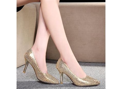 Sapatos Femininos Bico Fino Da Moda Em Estampa De Leopardo Sapatos