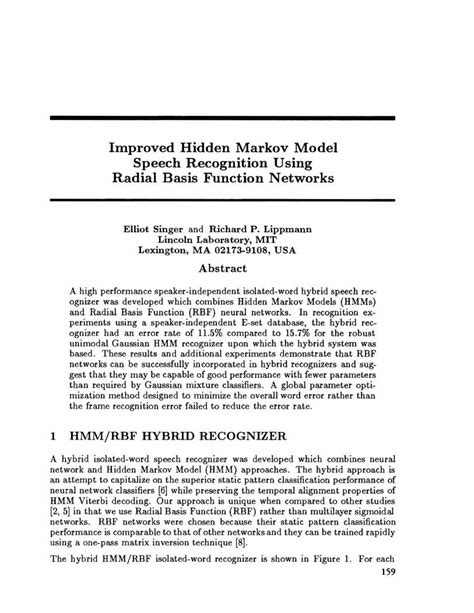 pdf improved hidden markov models speech recognition using radial dokumen tips