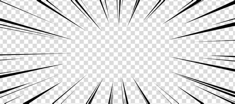 efecto cómico manga sobre fondo transparente líneas radiales de