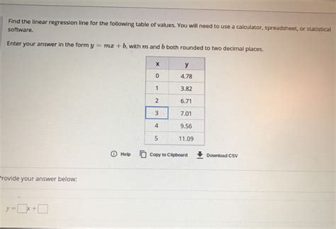 solved find the linear regression line for the following