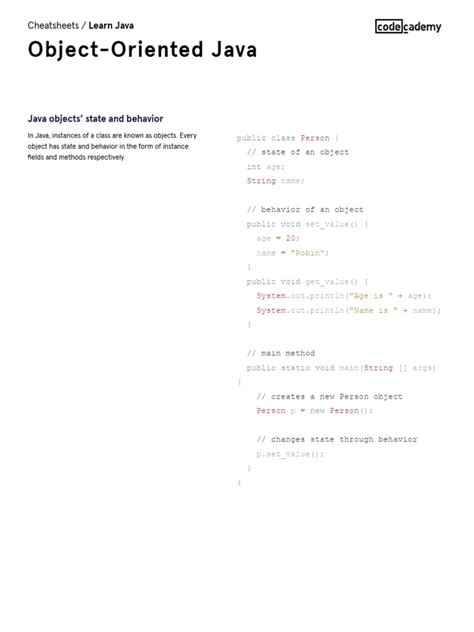3 learn java object oriented java cheatsheet codecademy pdf
