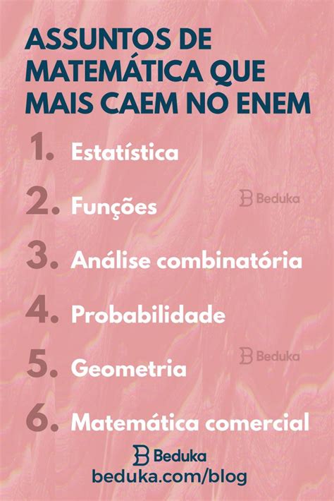 ASSUNTOS DE MATEMÁTICA QUE MAIS CAEM NO ENEM Enem Planos de estudo