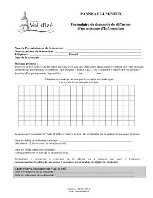 Fillable Online Formulaire De Demande De Diffusion D Un Message D