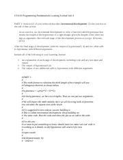 Cs Learning Journal Unit Docx Cs Programming Fundamentals