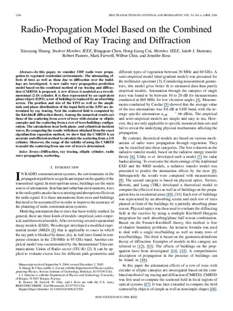 pdf radio propagation model based on the combined method of ray tracing and diffraction