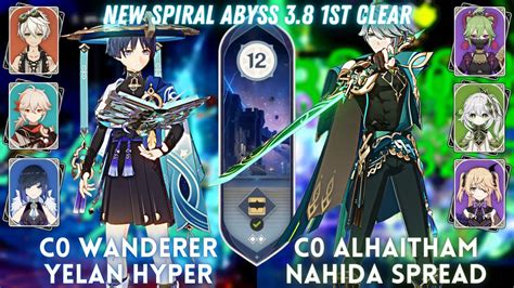 NEW SPIRAL ABYSS 3 8 1ST CLEAR C0 Wanderer Hyper C0 Alhaitham Spread