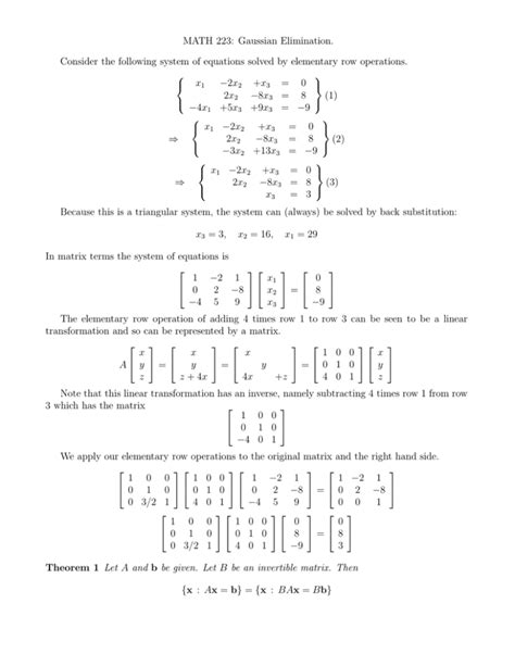 math 223 gaussian elimination