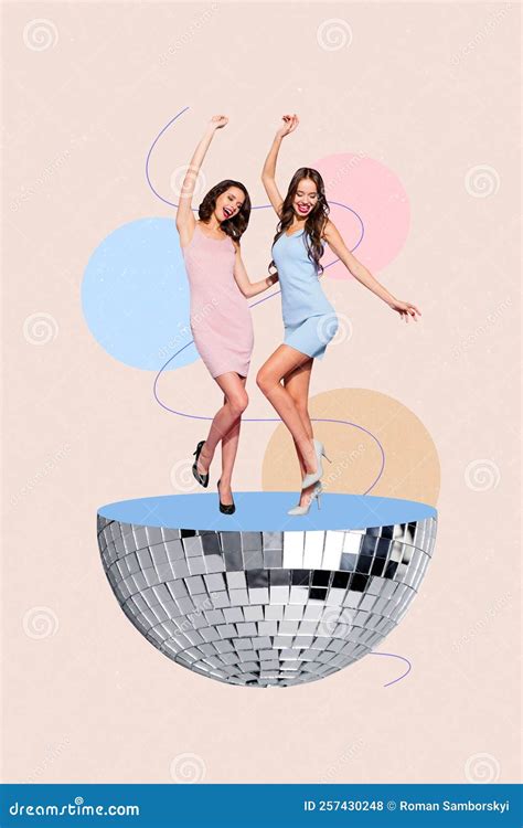 Collage Creativo De Afiches De Dos Mujeres Activas Tacones De Vestir