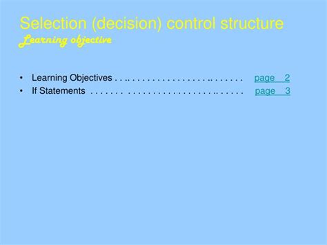 PPT Selection Decision Control Structure Learning Objective