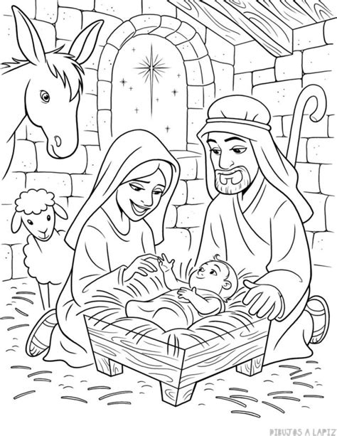 ᐈ Dibujos de PesebresTOP 30Animados para colorear