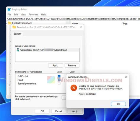 Windows Registry Key Access Is Denied Error
