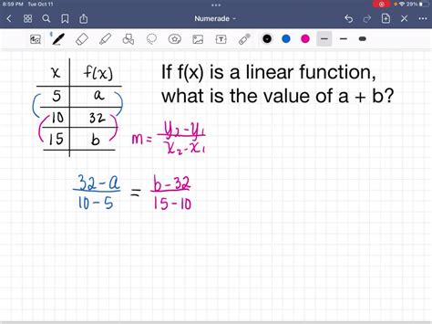solved fkx 5 10 15 32 43 the table above shows some values for the function f if f is a linear