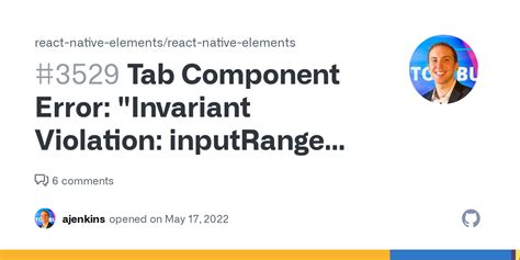 Tab Component Error Invariant Violation InputRange Must Have At