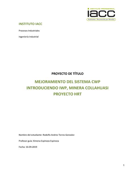 Proyecto Final 2018 Rodolfo Torres INSTITUTO IACC Procesos
