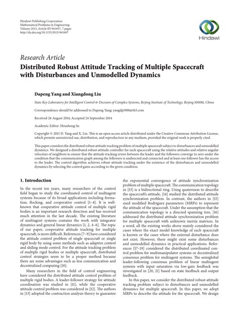 pdf distributed robust attitude tracking of multiple spacecraft with disturbances and
