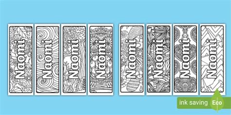 FREE Naomi Mindfulness Name Colouring Bookmarks Twinkl